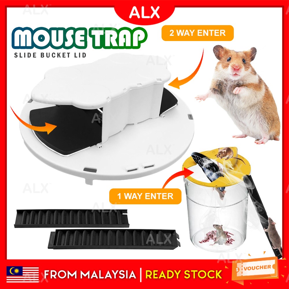 ALX NEW 2 Way Enter Slide Bucket Lid Mouse Trap Flip Rat Bucket Quick ...