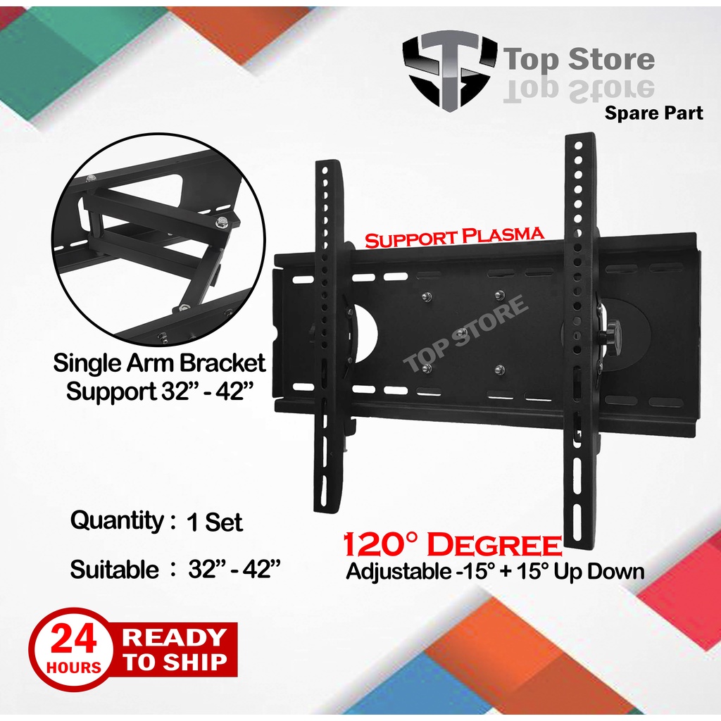 Single Arm 32" - 42" Heavy Duty TV Plasma Wall Bracket | Shopee Malaysia