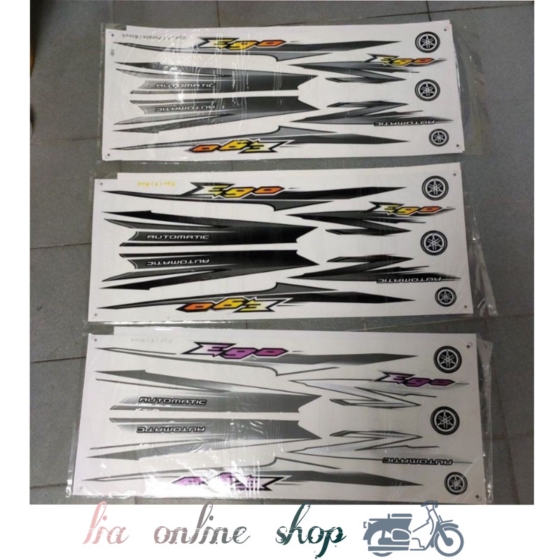 Stiker sticker body stripe cover set yamaha ego first mode black / purple (4) sticker STRIPE ...
