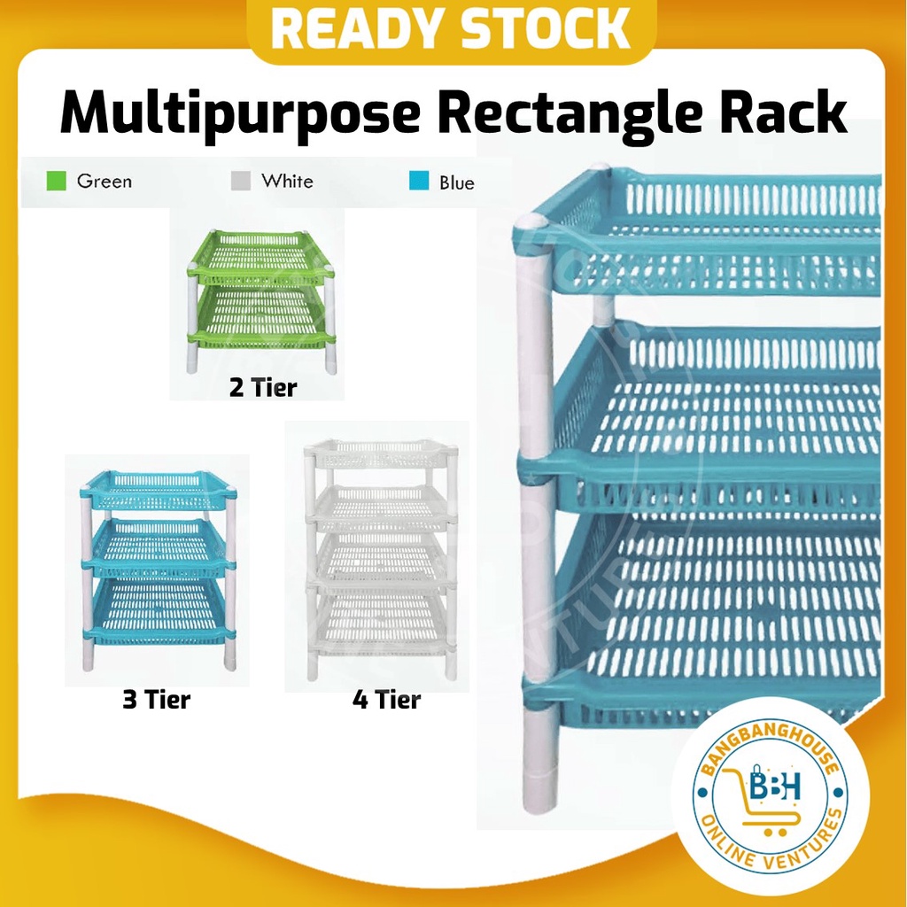 Rectangle Rack 2 3 4 Tier Plastic Rectangular Rack Kitchen Rack ...