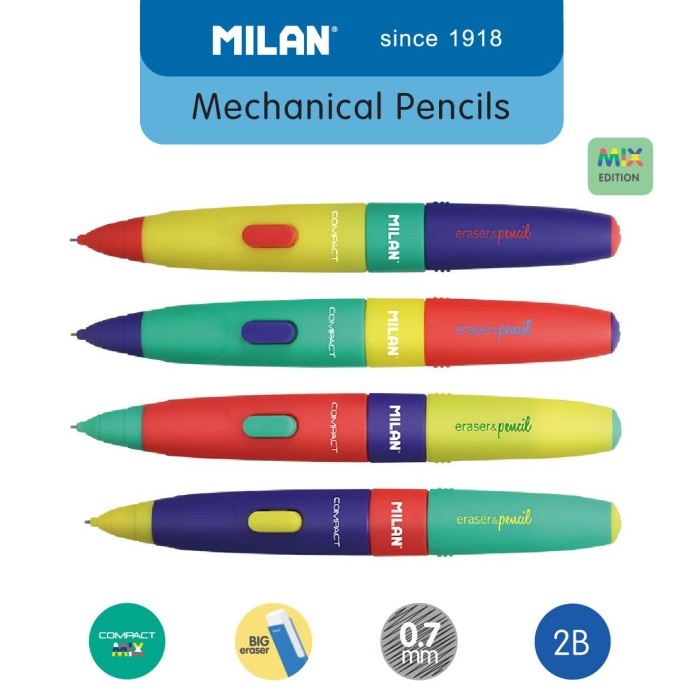 Milan Mechanical Pencils Compact Mix 0.7 mm (1 Pcs) 1850209 | Shopee ...