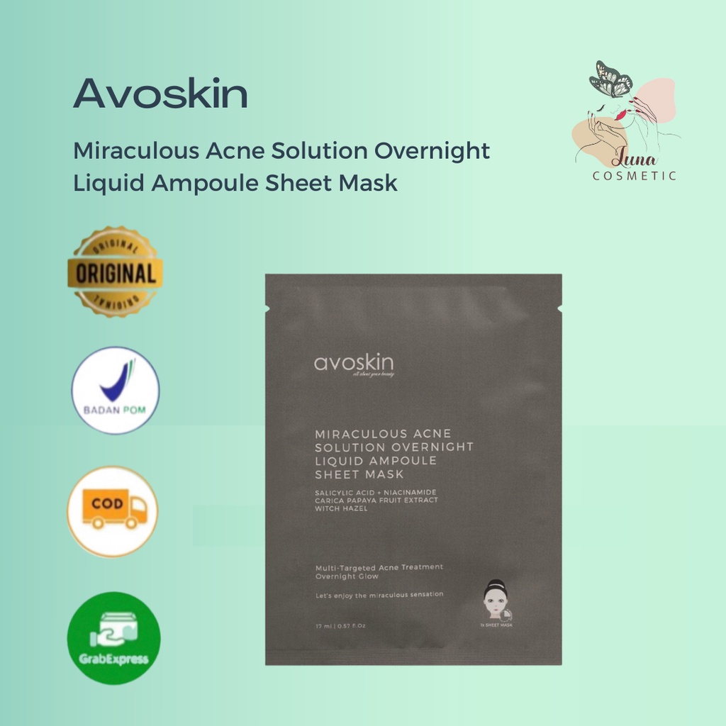 Avoskin Miraculous Acne Solution Overnight Liquid Ampoule Sheet Mask ...