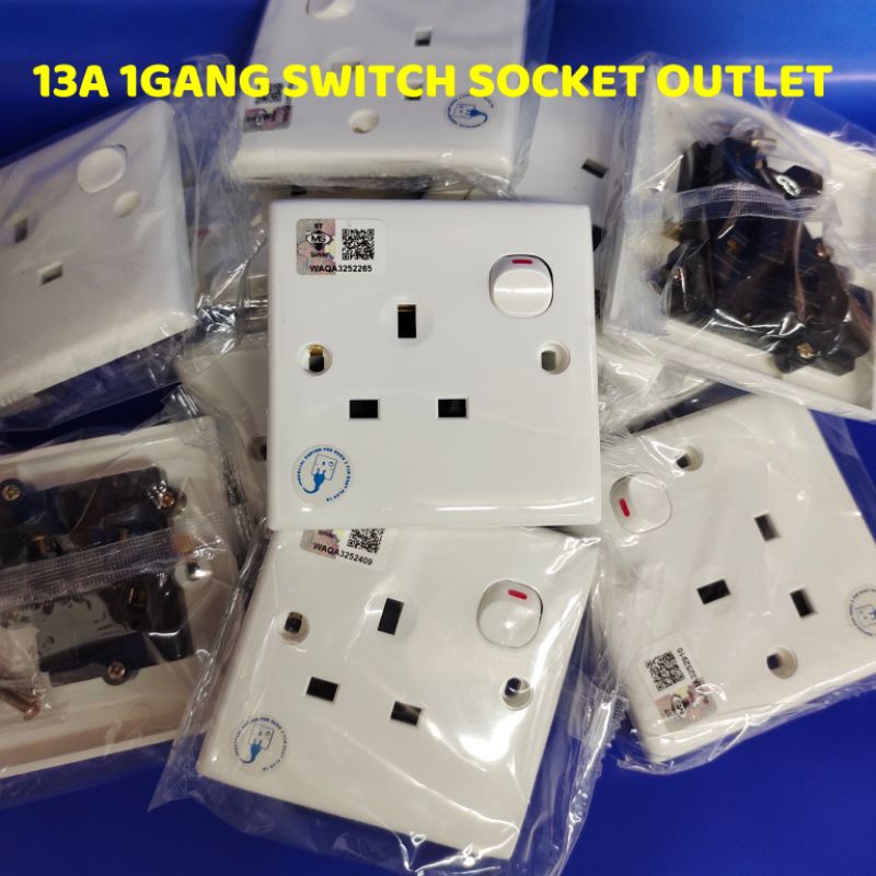 13A 1Gang switch socket & 1G 2G 3G 4G 5G switched | Shopee Malaysia