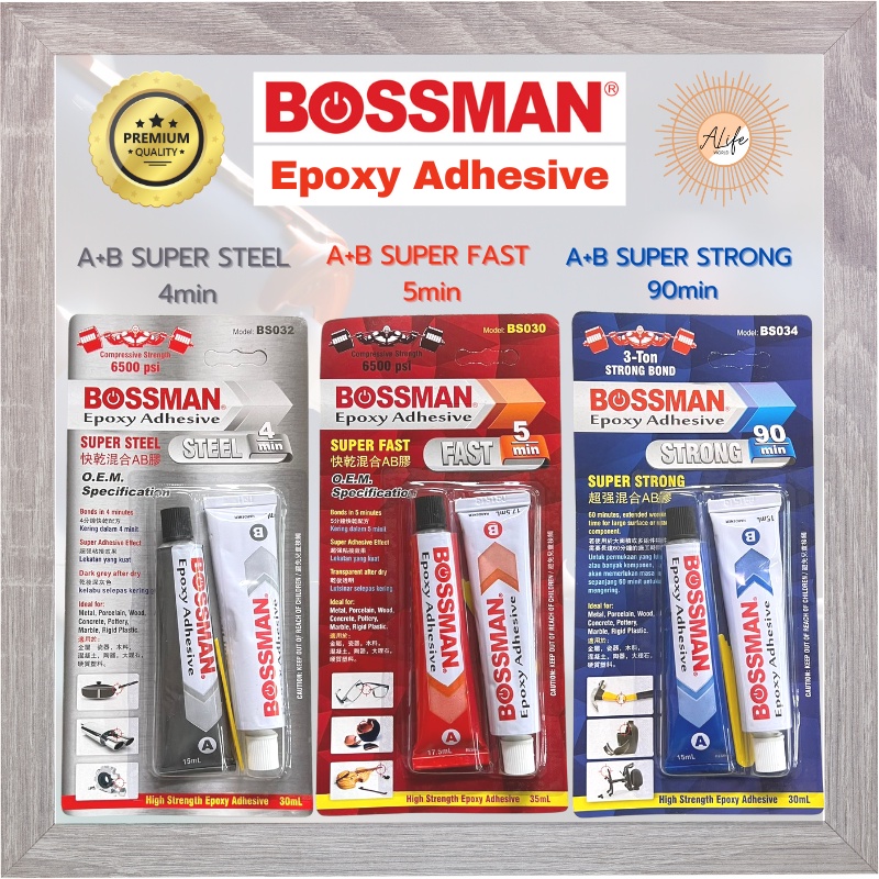 ALife BOSSMAN Epoxy Adhesive A+B Super STEEL FAST STRONG Effect Glue ...