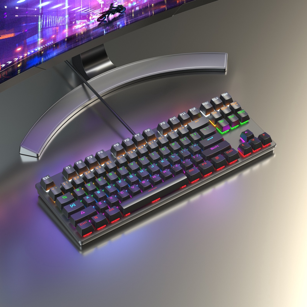 K870 Wired Mechanical Keyboard 87 key Multi-color Key Cap Mixed Light ...