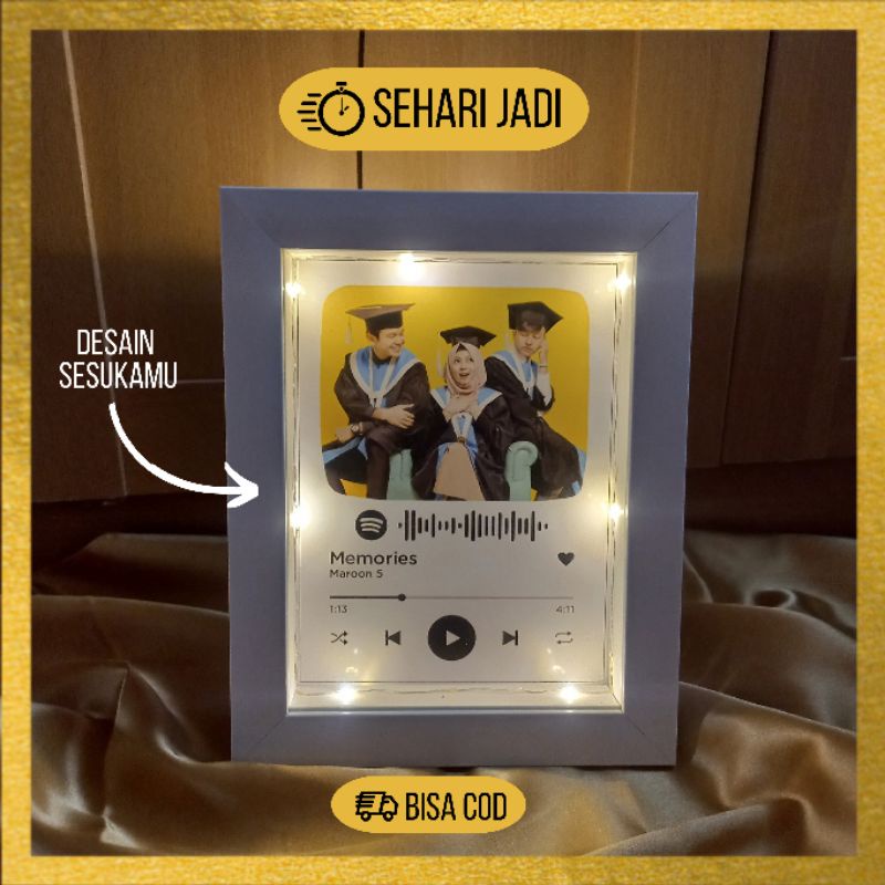Spotify Music Frame 3D + LED Lights Valentine's Graduation Anniversary ...