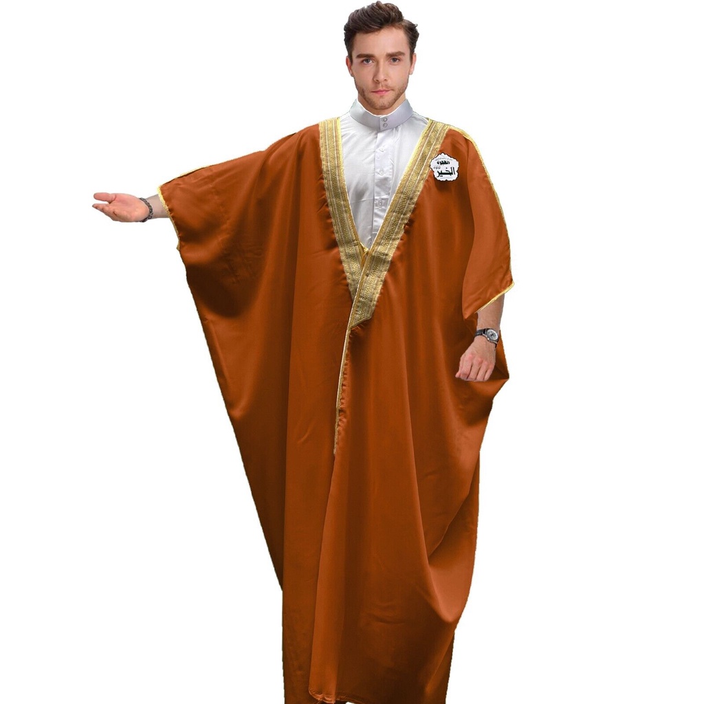 Desert Dress BROWN CLOAK ARAB DRESS THOBE ISLAM MENS ROBE EID KAFTAN ...