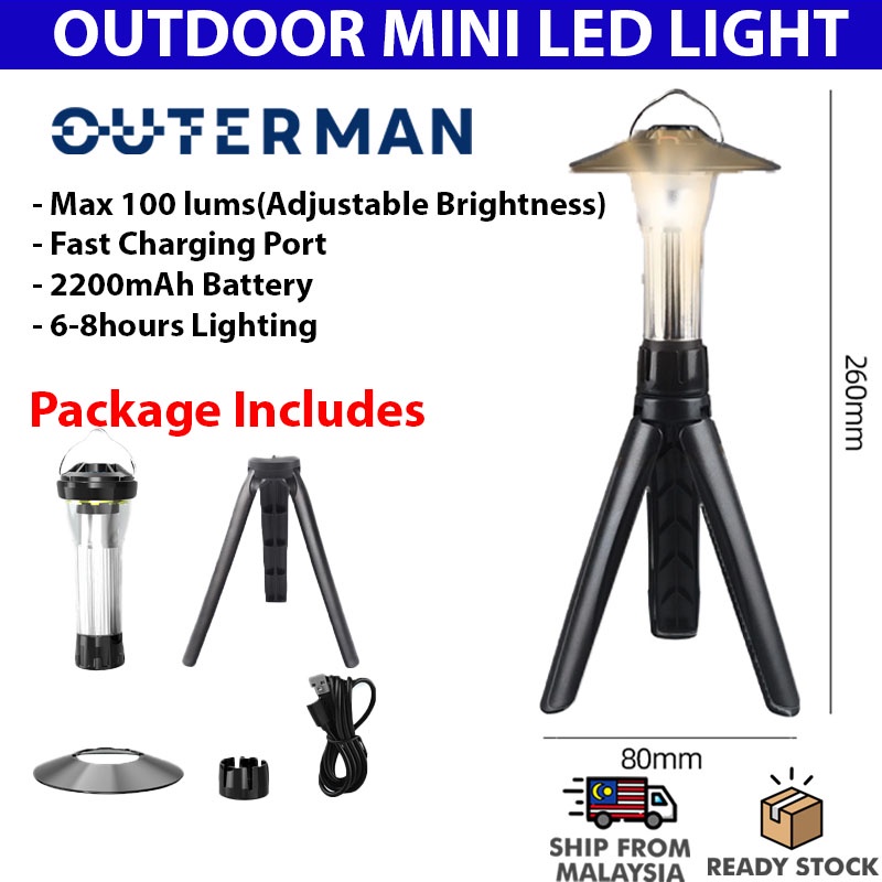 OUTERMAN Camping Rechargeable Mini LED Light Outdoor Flashlight ...
