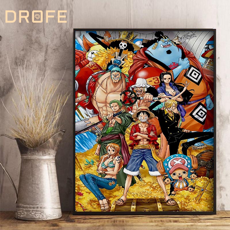 DROFE Cartoon Luffy One Piece Acrylic Paint By Numbers For Kids Wall ...