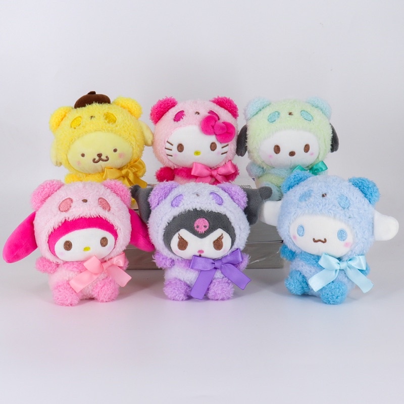 Cute mini Teddy Bear Key Chain: Hello Kitty, Kuromi, Purin, My Melody, Cinnamaroll, Pochacco ...