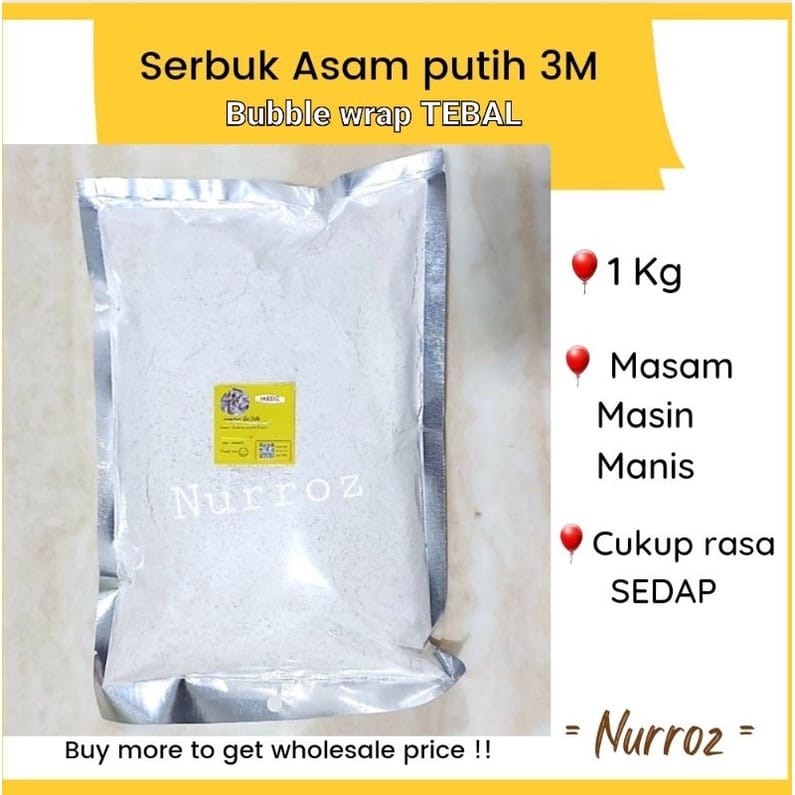 1kg 💥BORONG Serbuk Asam Boi Putih MASAM MANIS MASIN SEDAP by NURROZ ...