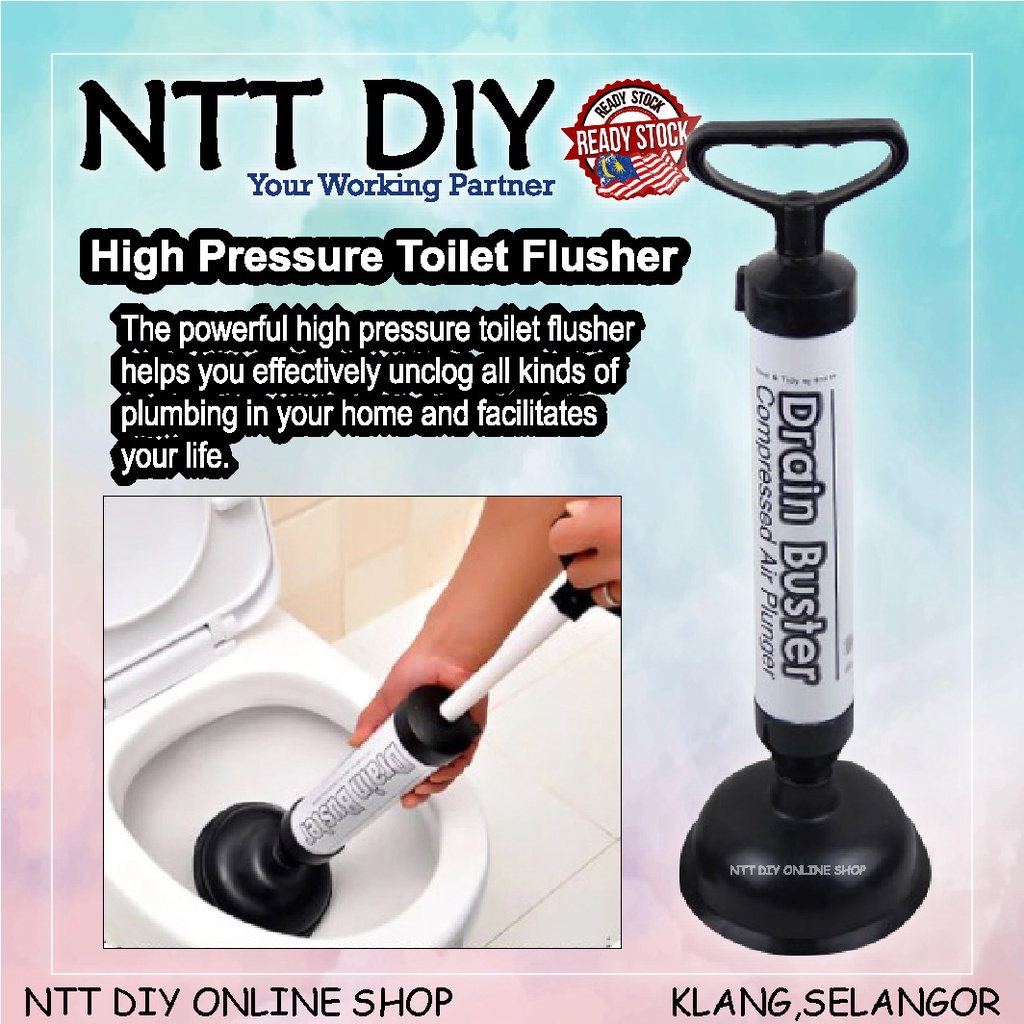 NTT DIY High Pressure Toilet Flusher Drain Buster Toilet Plug Sink ...