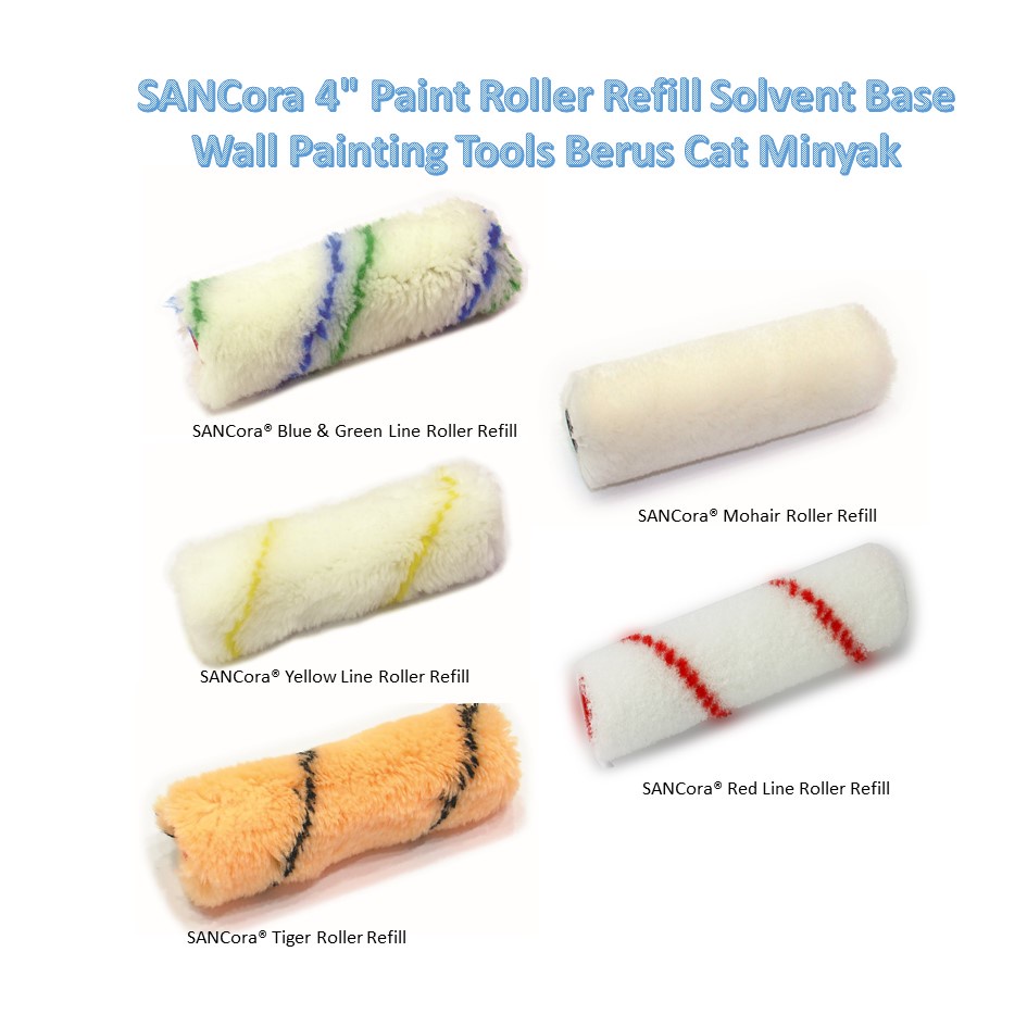 SANCora 4" High Quality Paint Roller Refill (Solvent Base Roller/Isi ...