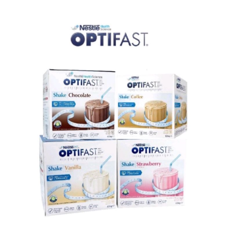 Nestle Optifast Milk Shake Chocolate 12 x 53g Coffee Vanilla Strawberry ...