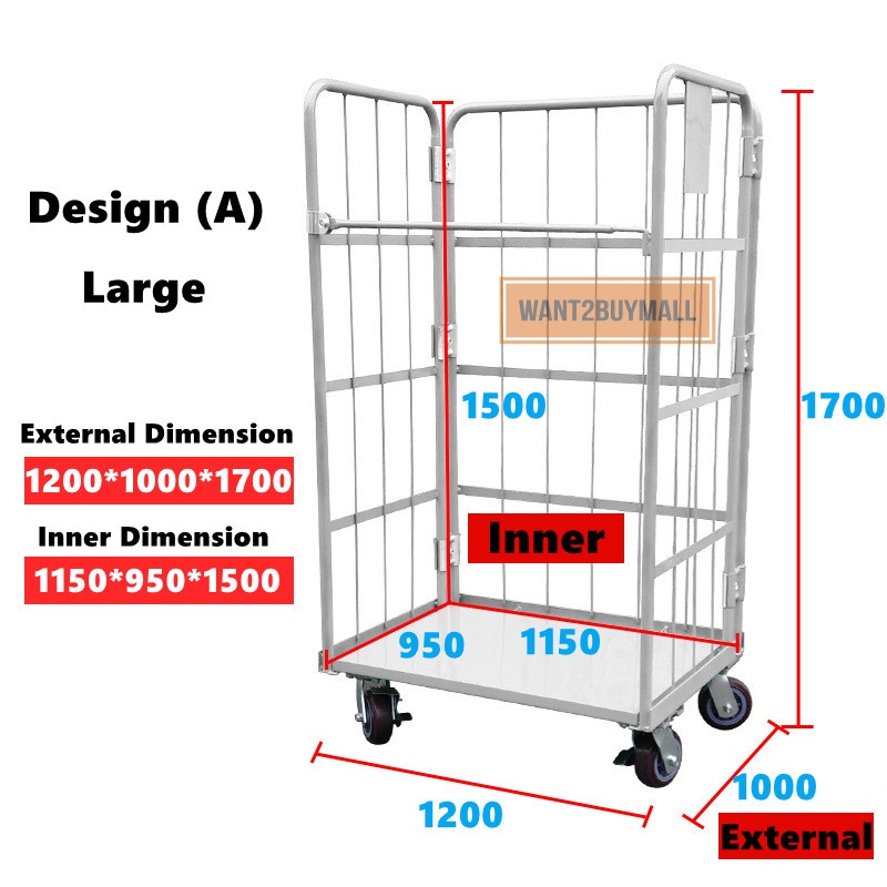 500kg Work Tainer Logistics Courier Trolley Roller Loader Warehouse ...