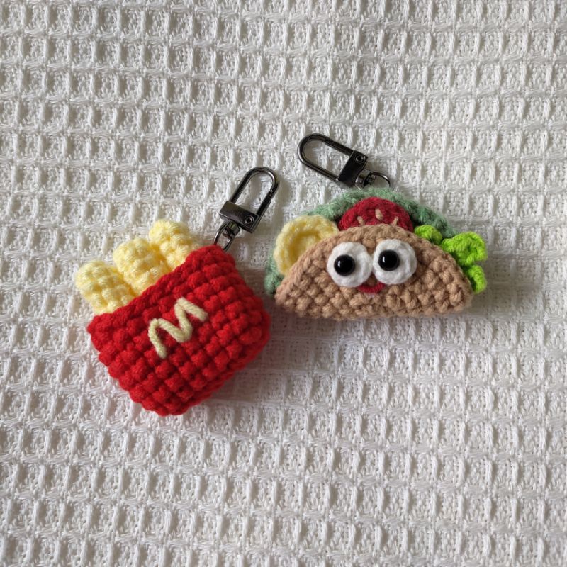 Homemade Handmade Crochet Yarn Cute Taco Keychain Customize Keychain ...