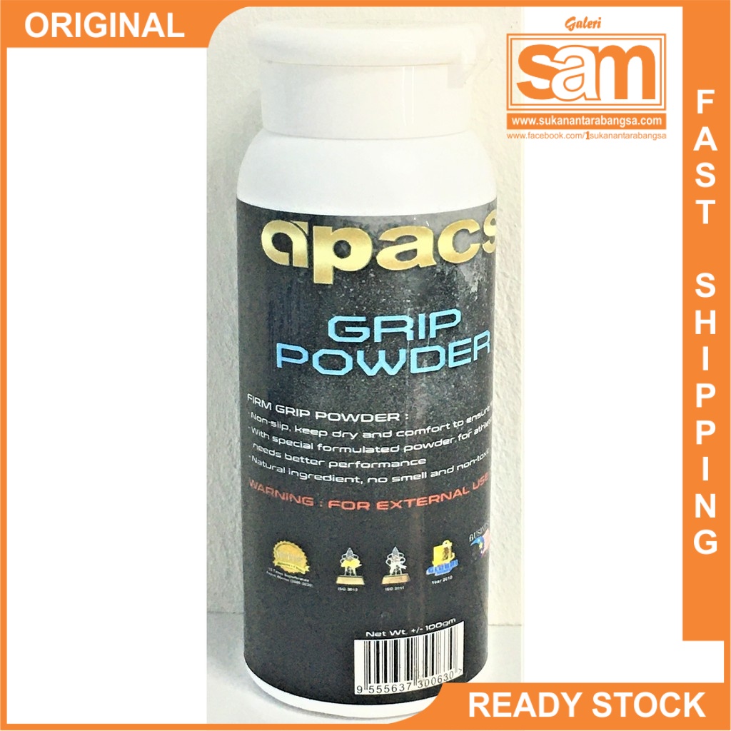 APACS Grip Powder for Badminton Tennis & Squash Rackets + Gym (100 ...