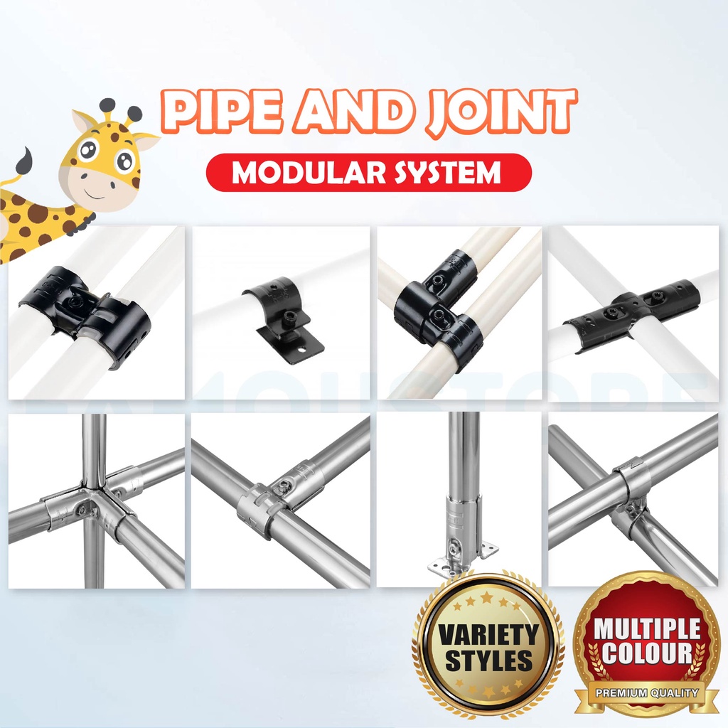 28MM Penyambung Paip Zink Nikel Hitam Metal Pipe Connector DIY Storage ...