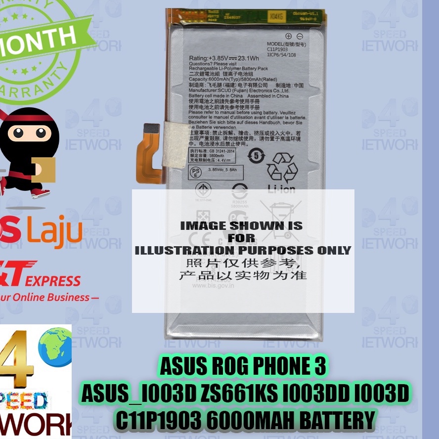 ASUS ROG 3 ZS661KL STRIX I003D ZS661KS I003DD BATTERY C11P1903 Edition Phone SD865+ BATERI 6000 ...