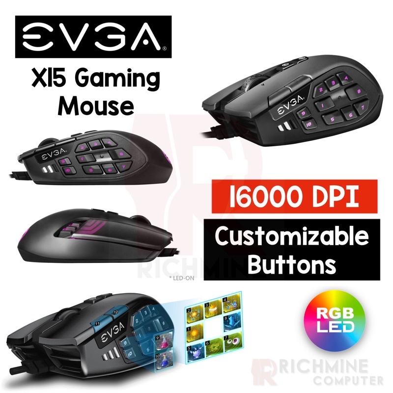 {ReadyStock} EVGA X15 Gaming Mouse MMO ERGONOMIC dota laptop desktop pc ...
