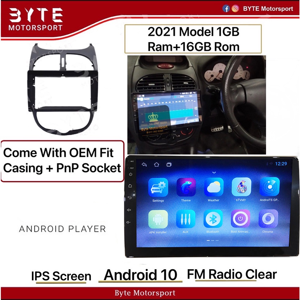 🇲🇾 🏧Economy Set🏧 [1+16] Peugeot 206 / 207 1998-2006 Android Player 💯IPS ...