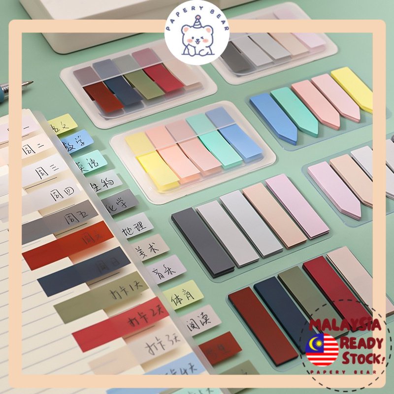 100 Sheets Macaron Morandi Color Transparent Index Label Sticker ...