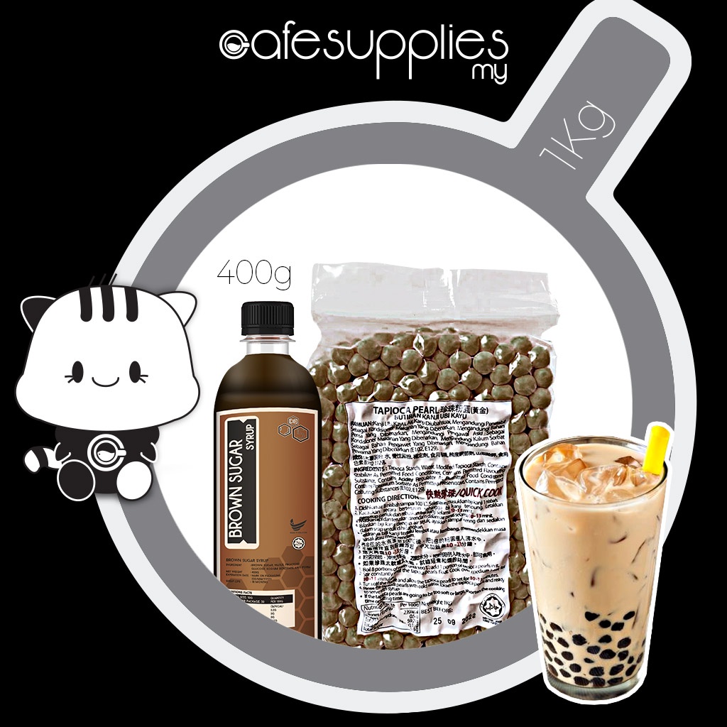 Pakej Bubble Tea PACKAGE HALAL 1KG TAPIOCA PEARL 400G BROWN SUGAR SYRUP ...