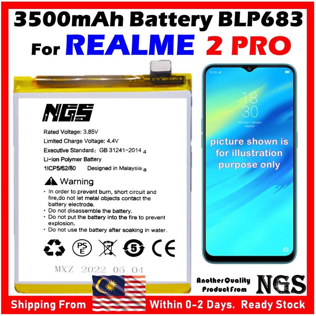 ORl NGS Brand 3500mAh Battery BLP683 Compatible For REALME 2 Pro ...