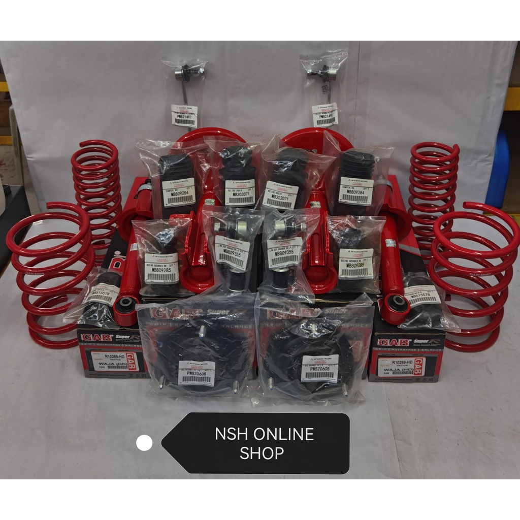 GAB Super R Absorber Heavy Duty Front & Rear+Sport Spring+Abs Mtg+Abs ...