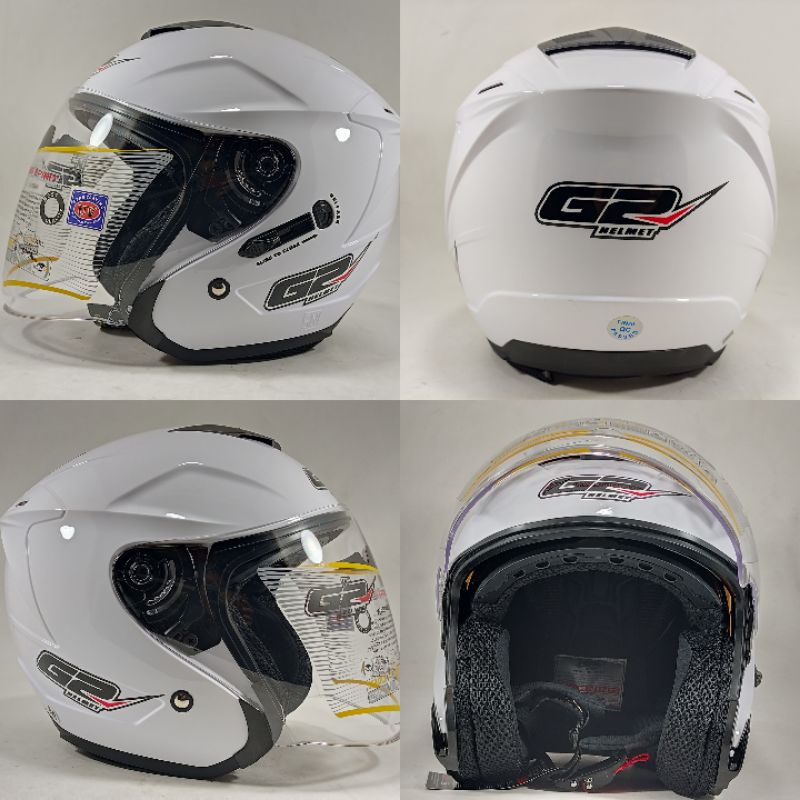 G2 OPTIMAX SOLID GLASS DOUBLE VISOR HALF FACE HELMET | Shopee Malaysia