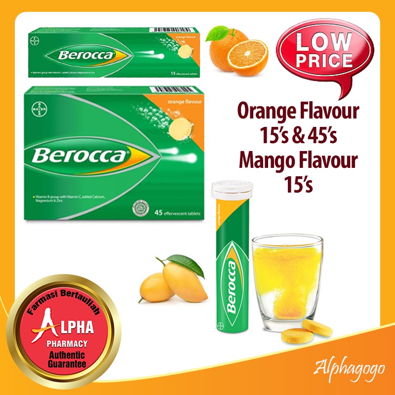 Berocca Effervescent Tablets Orange / Mango (15 Tablets / 30 Tablets / 45 Tablets) | Shopee Malaysia