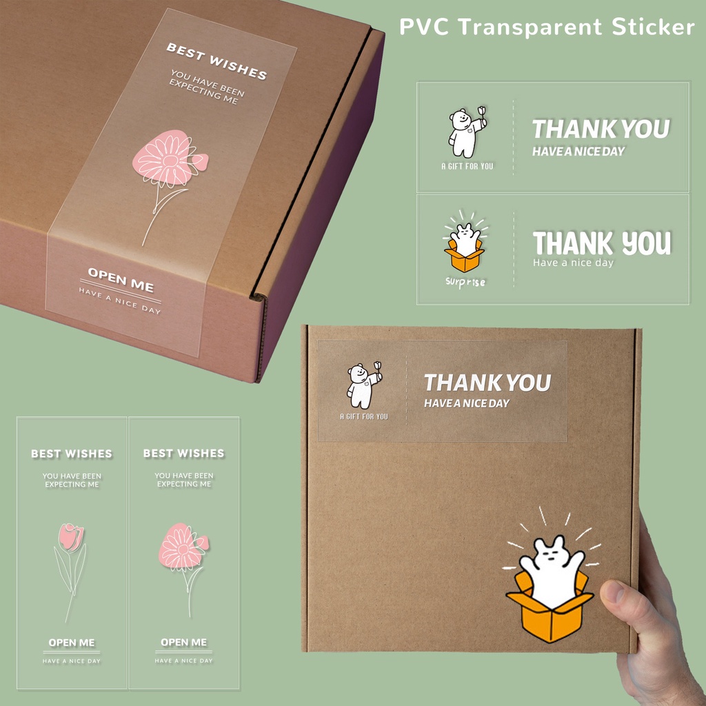 10 Sheets/Pack Transparent Pvc Waterproof Seal Labels Rectangular Thank ...