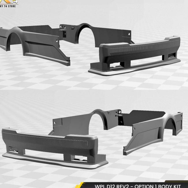 PUTIH Wpl D12 Body Kit Set Rev2 Option 1 - Body Kit Part RC Drift 3D ...