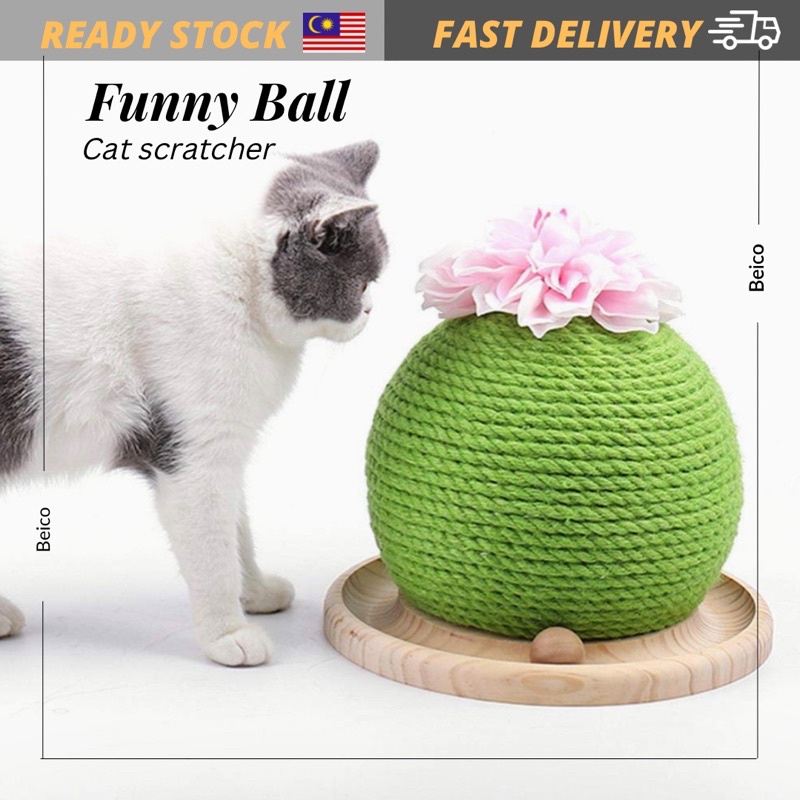 Cat Scratcher Funny Ball Cactus Ball Shape Sisal Cat Scratching Post ...