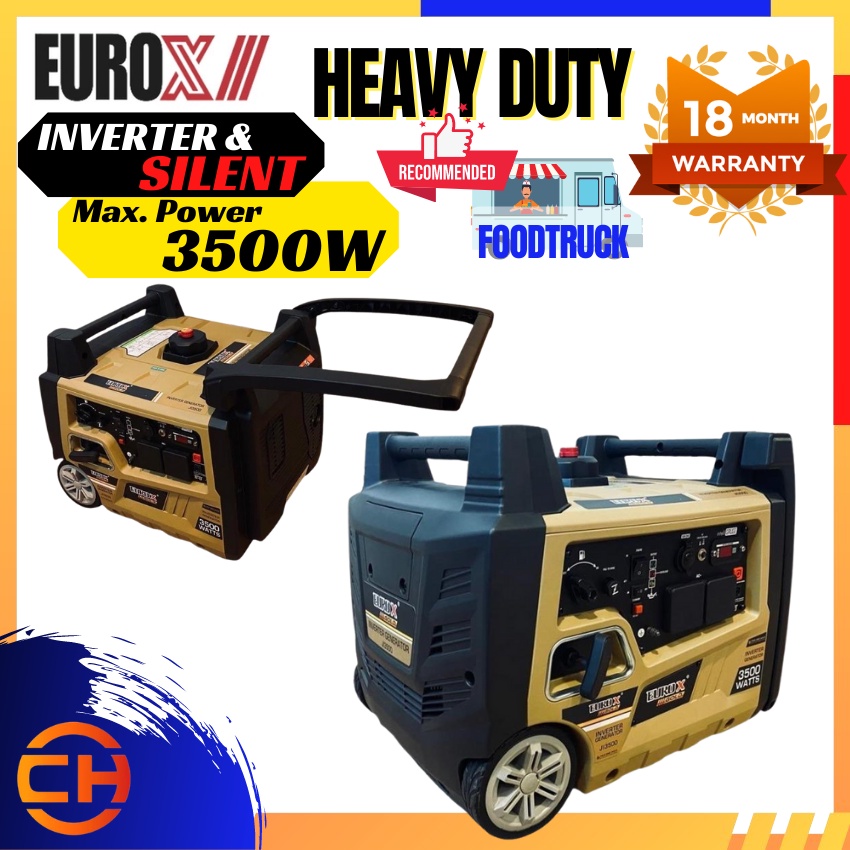 EUROX/ROBINTEC 3500WATT PORTABLE SILENT INVERTER GENERATOR JI3500 RECOIL START Heavy Duty ...