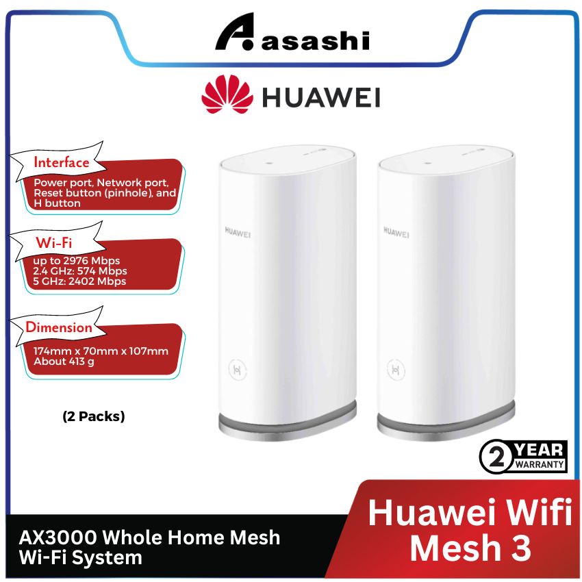 Huawei Wifi Mesh 3 (2 Packs) AX3000 Whole Home Mesh Wi-Fi System ...