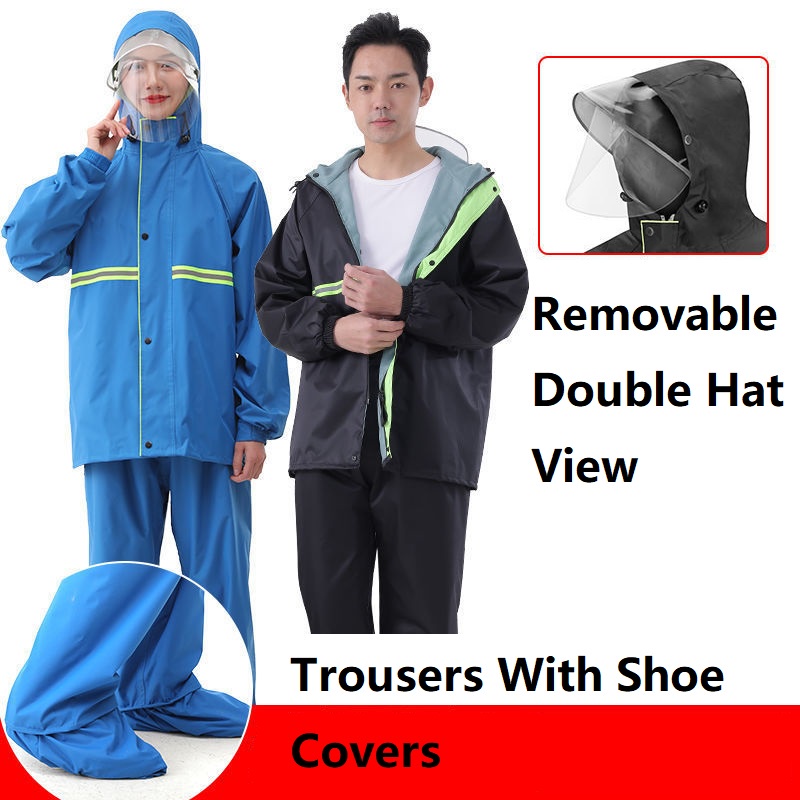 Rain Coat Suit With Shoe Cover Motorcycle Raincoat Poncho Rain Gear ...