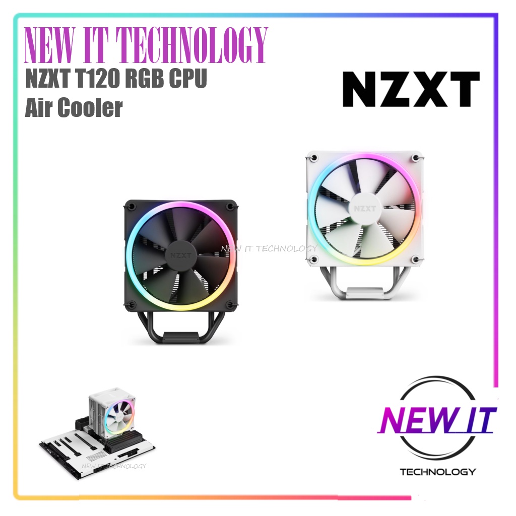 NZXT T120 RGB CPU AIR COOLER FOR DESKTOP PC ( MATTE BLACK / MATTE WHITE ...