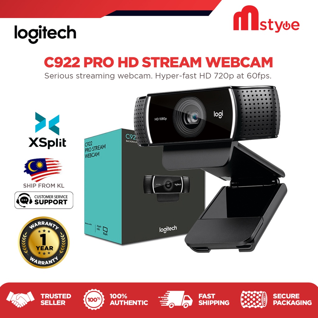 Logitech C922 Pro Stream Webcam (960-001090) with 1080p Full HD, Built ...