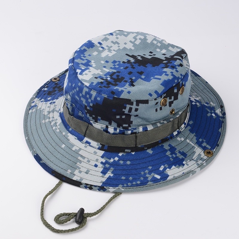 Topi Askar Hiking Hat Outdoor Fishing Cap Army Hat Bucket Hat Sun Block ...