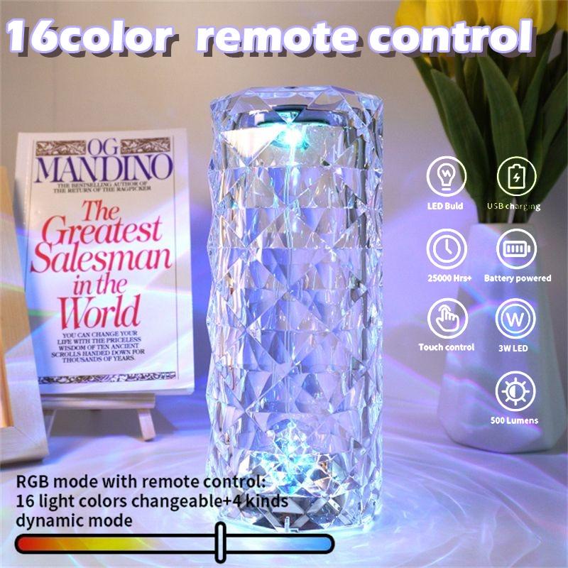 16 Color Diamond Table Lamp with Remote Control Rose lights ...