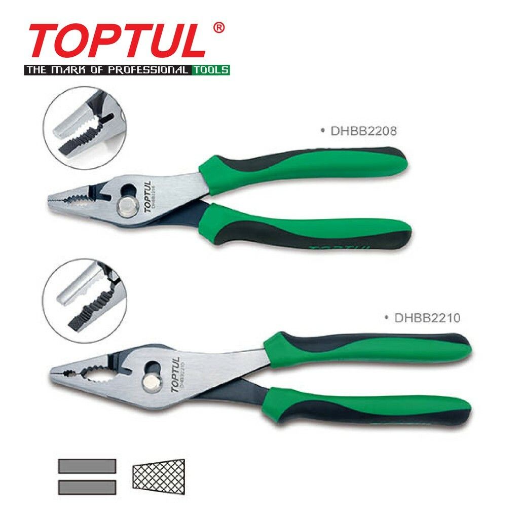 TOPTUL Combination Slip-Joint Pliers with Wire Cutter DHBB Series ...