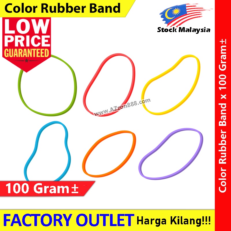 Color Rubber Band Assorted Color 40mm Getah Gelang Warna Warni #100g± # ...