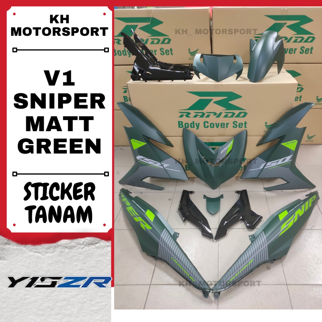 YAMAHA Y15 Y15ZR V1/V2 SNIPER MATT GREEN STICKER TANAM/AIRBRUSH ...
