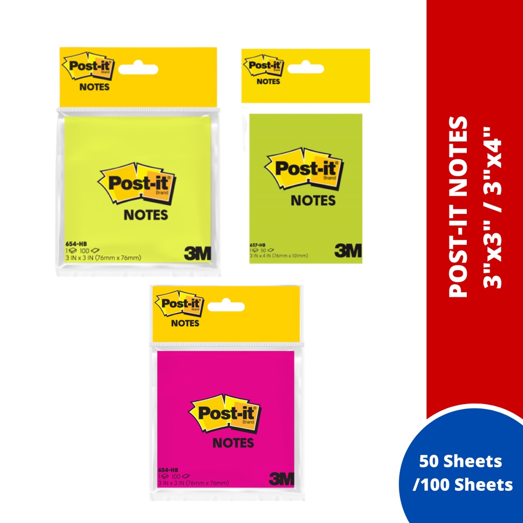 Post-it Notes 3"x3"/3"x4" (50 sheets/100 sheets) | Shopee Malaysia