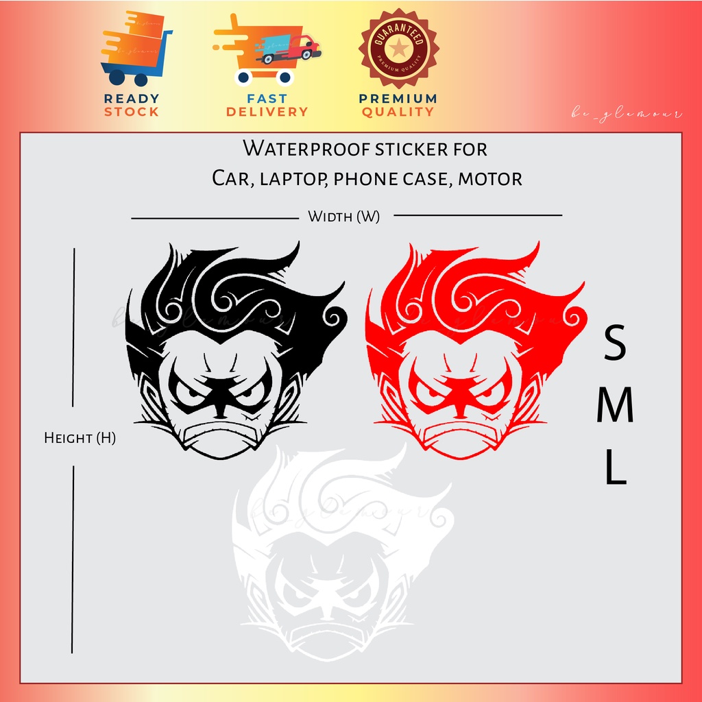 Luffy Gear 4 sticker reflective snake man bounce man mugiwara stiker ...