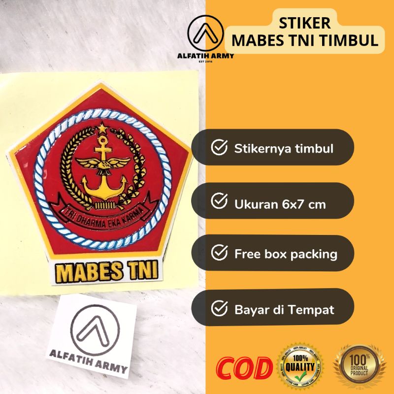 New!! Army Sticker Embossed TNI AD Headquarters 5x7cm Triangle ...