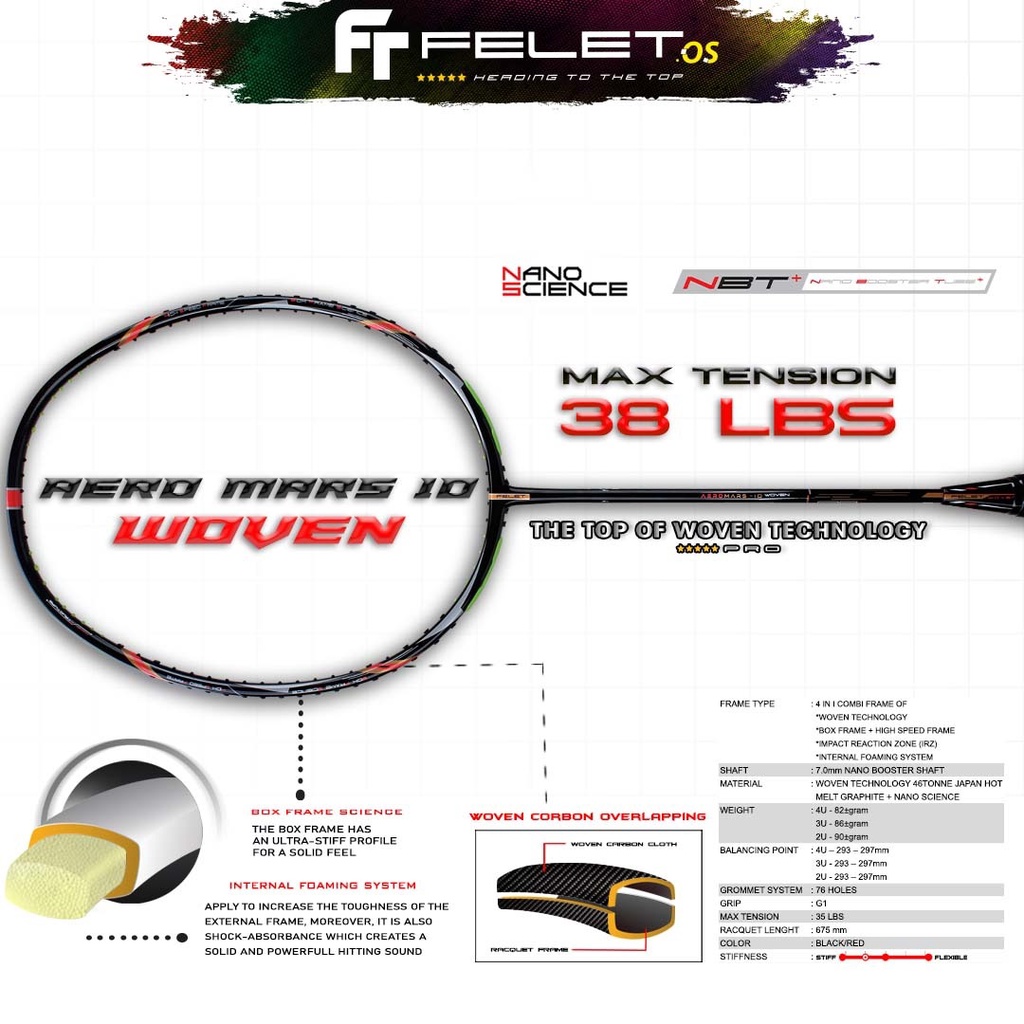 FELET Aero Mars-10 Woven Professional Badminton Racket - 100% Original ...