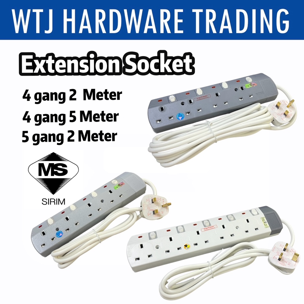 SIRIM APPROVED 4 5 GANG EXTENSION SOCKET / TRAILING SOCKET Portable ...
