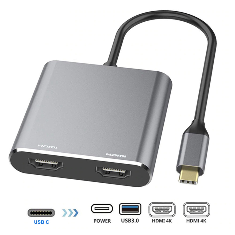 Type-C 4in1 Docking Station to HDMI*2 4K USB3.0 PD Fast Charging Dual ...